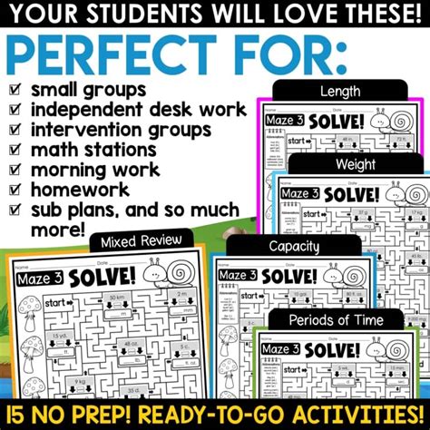Spring Math Activities Measurement Conversions Worksheets 4th Grade Math Mazes
