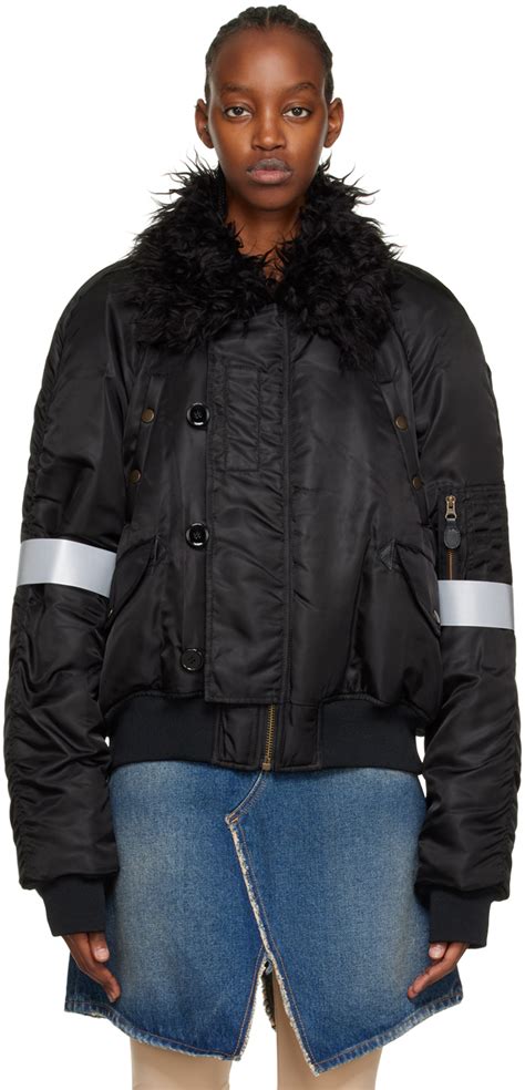 Mm6 Maison Margiela Black Insulated Bomber Jacket Ssense