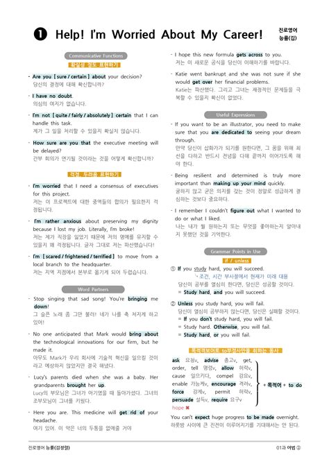 지이다 진로영어 능률김정렬 01과 분석 50p 쏠북