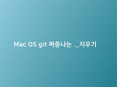 Mac Os Git 짜증나는 지우기 코드너리