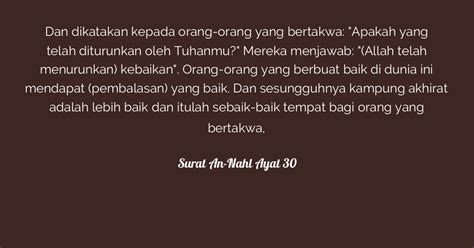 Surat An Nahl Ayat 30 Tafsirq
