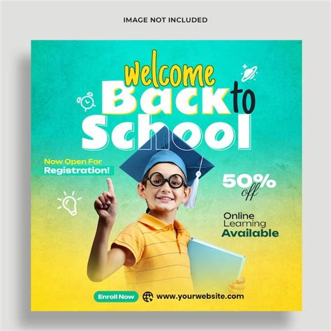 학교 소셜 미디어 게시물 웹 배너 템플릿으로 돌아가기 프리미엄 Psd 파일
