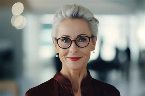 Premium Photo Portrait Of Smiling Senior Woman Boss In Office
