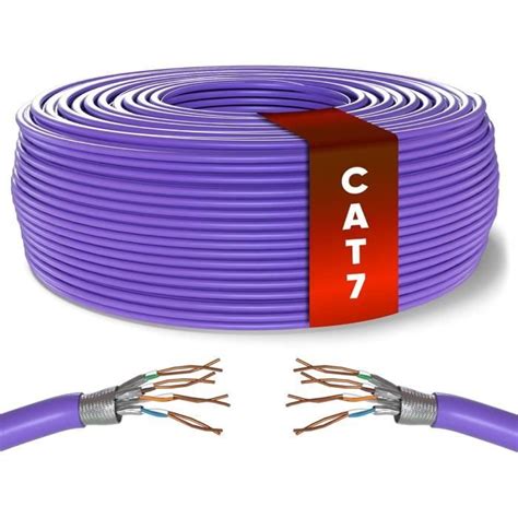 Cat 7 Câble Ethernet 50m 100 Cuivre Pur Haut Debit Reseau Lan Cable Ethernet Cat7 Pour
