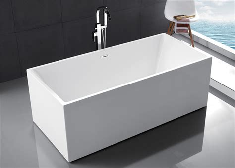 Deep Soaking Rectangle Acrylic Free Standing Bathtub With Overflow