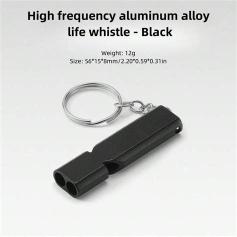 1pc Black Dual Hole High Frequency Outdoor Survival Whistle Aluminum