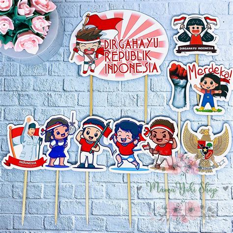 Jual Topper Cake Hiasan Kue Ulang Tahun MERDEKA 17 AGUSTUS DIRGAHAYU