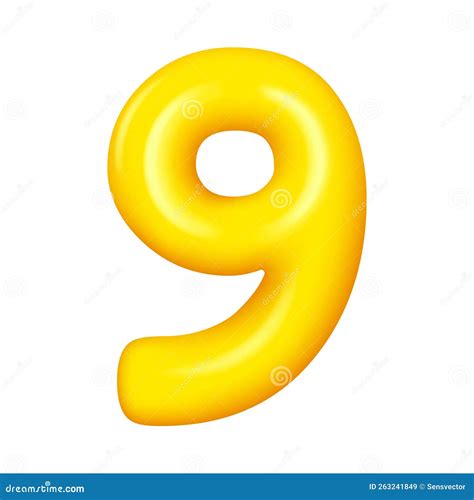 Nine Number 3d Numeral Ninth Anniversary Balloon Stock Vector