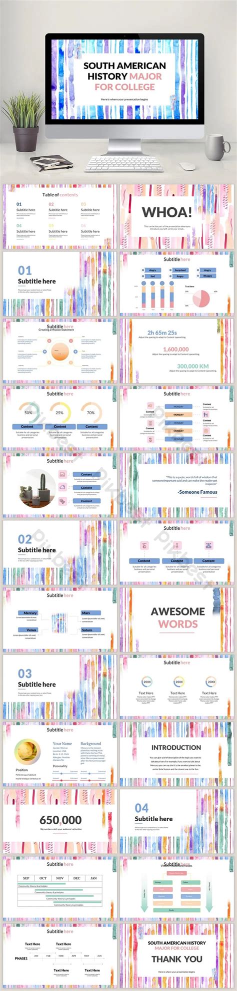 เทมเพลต Powerpoint ประวัติศาสตร์อเมริกาใต้ที่สำคัญสำหรับการนำเสนอในวิทยาลัยสีขาว ธีม พื้นหลัง