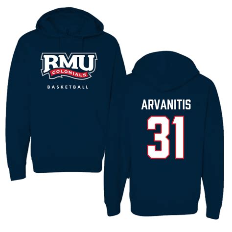 31 Cyril Arvanitis Robert Morris University Basketball Navy Hoodie