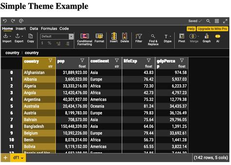 Set Mito Spreadsheet Theme Mito