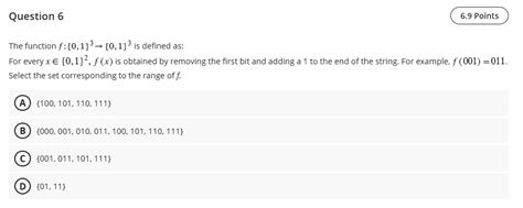 Solved The Function F 01 3→ 01 3 Is Defined As For Every