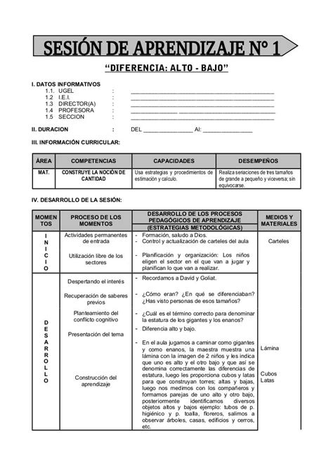 Sesion De Aprendizaje Julio 4 AÑos