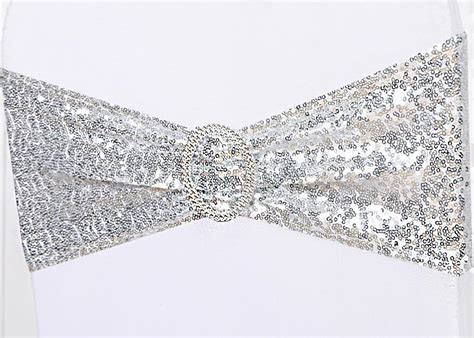 Jfdydm 100 Pack Double Sided Sequins Silver Chair Sashes
