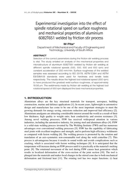 Pdf Experimental Investigation Into The Effect Of Spindle Rotational Speed On Surface
