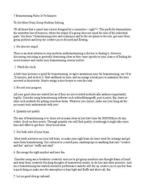 Pdf 7 Brainstorming Rules And Techniques Dokumentips