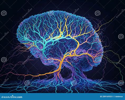 Human Brain Showing Intelligent Thinking Processing. Cyber Mind Concept a Neural Network of Big ...