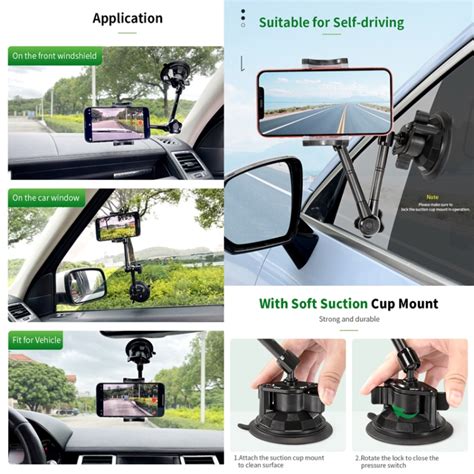 VMA Degree Rotating Car Suction Cup Magic Arm Mobile Phone Bracket Without Remote Control
