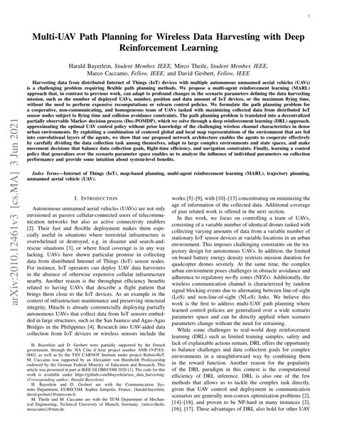 Pdf Multi Uav Path Planning For Wireless Data Harvesting With Deep Reinforcement Learning