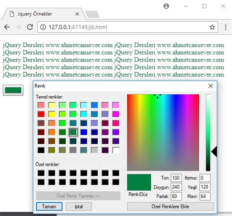 Jquery Color Nesnesi Kullanımı Web Tasarım And Programlama