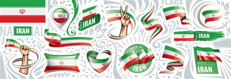 다양한 크리에이티브 디자인에서 이란 국기의 벡터 세트 국가 관광명소에 대한 스톡 벡터 아트 및 기타 이미지 국가 관광명소 국기 그림 이야기 Istock