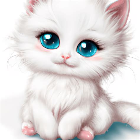 White Fluffy Kitten With Blue Eyes · Creative Fabrica