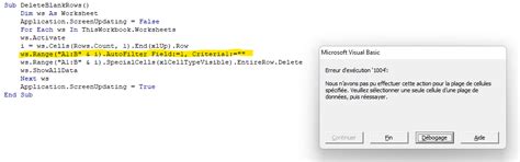 Toutes versions Supprimer toutes les lignes vides sur plusieurs feuilles en même temps