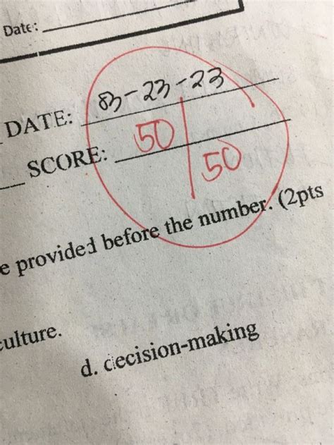 Academic Validation Date Score 50