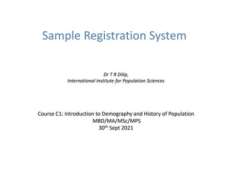 Sample Registration System Srs India Pptx