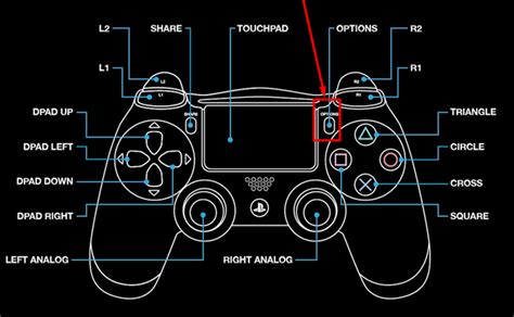 Options Ps4 кнопка на джойстике на геймпаде