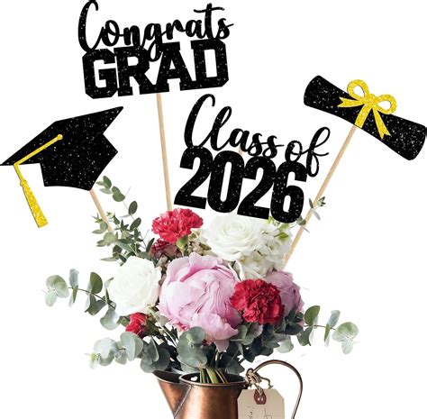 Class Of 2026 Centerpieces Sticks For Graduation 16 Pcs