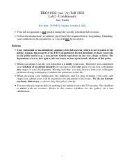 EECS1022 F22 Lab2 Pdf EECS1022 Sec A Fall 2022 Lab2 Conditionals