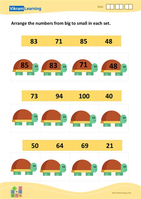Download Arrange The Numbers From Big To Small In Each Set Worksheets