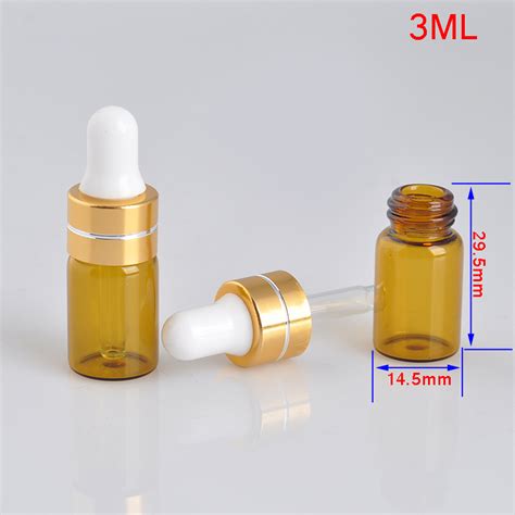 1pc 3ml Empty Dropper Bottle Amber Essential Oil G Grandado