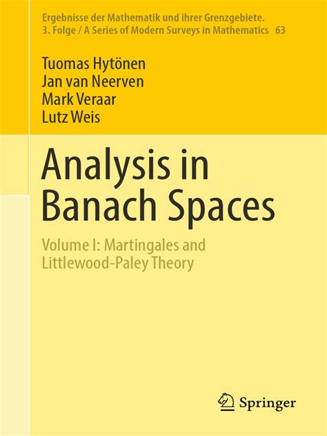 Analysis In Banach Spaces Volume I Martingales And Littlewood Paley