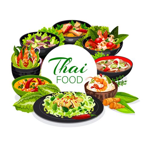 Thai Cuisine Vector Dishes Round Frame Poster 23842515 Vector Art At