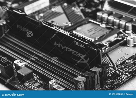 Black DDR DIMM Gb Kingston HyperX Fury Memory RAM Module In The Slot On The Motherboard