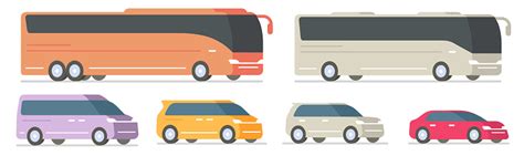 버스 코치 큰 여행 차량 아이콘 벡터 단순한 미니멀 현대 그래픽 일러스트 레이 션 세트 여행 관광 도시 셔틀 수송 자동차 자동차 대중 교통 미니 버스 미니 밴 작은 교통
