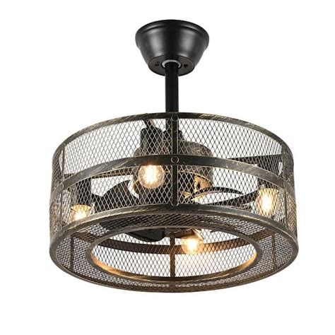 Jc Topa 177 In Smart Indoor Antique Brass Caged Ceiling Fan With