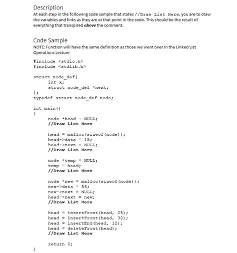 Solved Description At Each Step In The Following Code Sample