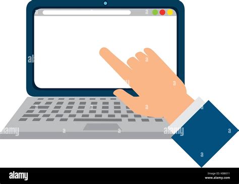 Laptop Computer With Hand User Touching Vector Illustration Design Stock Vector Image Art Alamy