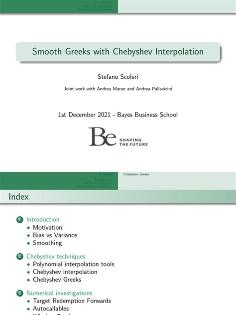 Smooth Greeks With Chebyshev Interpolation Pdf Interpolation Mathematical Analysis
