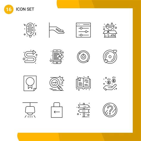 Set Of 16 Commercial Outlines Pack For Left Directional Settings Arrows Product Editable Vector