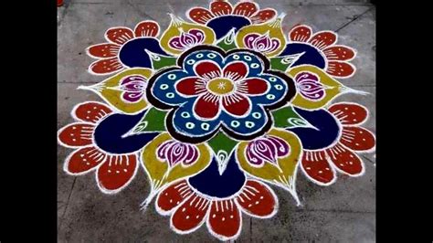 ரங்கோலி கலர் கோலம் Simple Color Rangoli Design Muggulu Design Rangoli