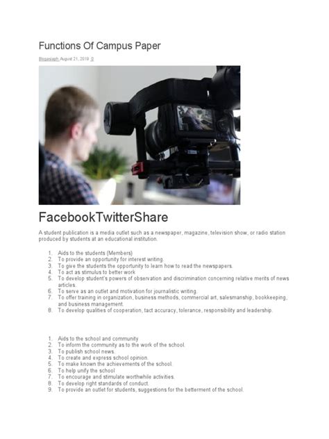 Facebooktwittershare Functions Of Campus Paper Pdf