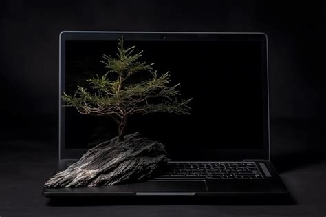 Premium Ai Image A Tree Grows From A Laptop Green Information Technology Neural Network Ai