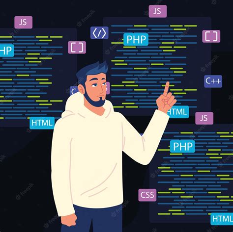 Premium Vector Man And Web Development Html Codes