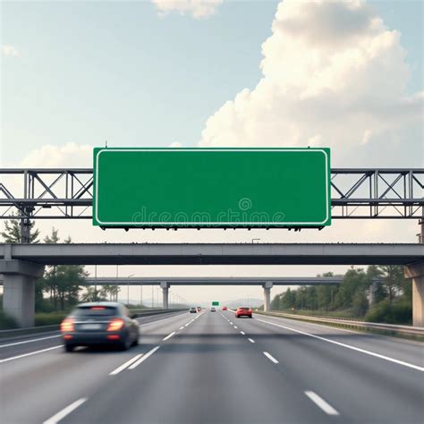 High Quality Close Up Of A Blank Green Highway Sign Mockup Perfect For
