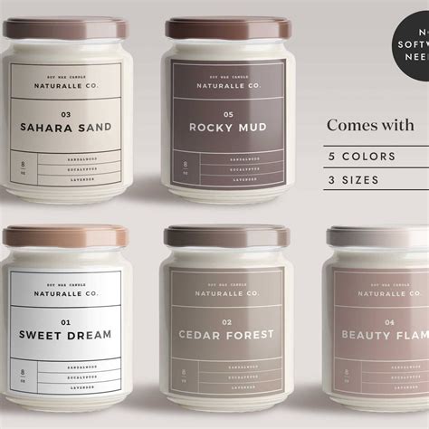 Printable Candle Labels Custom Candle Label Template Boho Candle