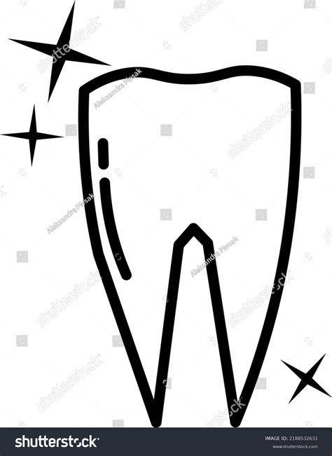 Simple Shiny Tooth Vector Thin Line Stock Vector Royalty Free